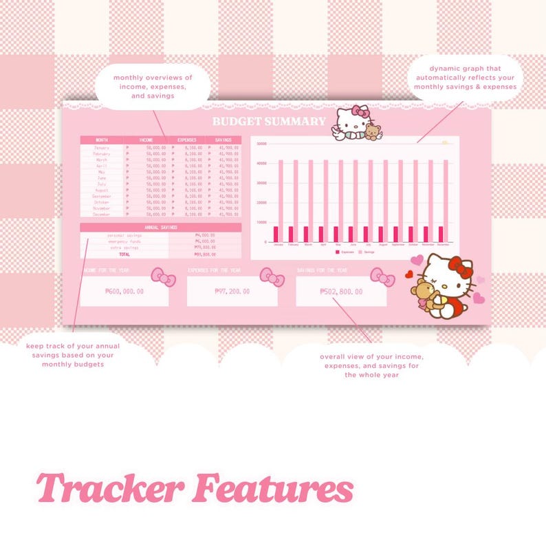 KITTY: Cute Expense & Budget Financial Tracker for Google Sheets - Etsy