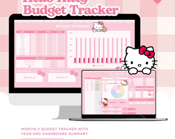 KITTY: Cute Expense & Budget Financial Tracker for Google Sheets - Etsy