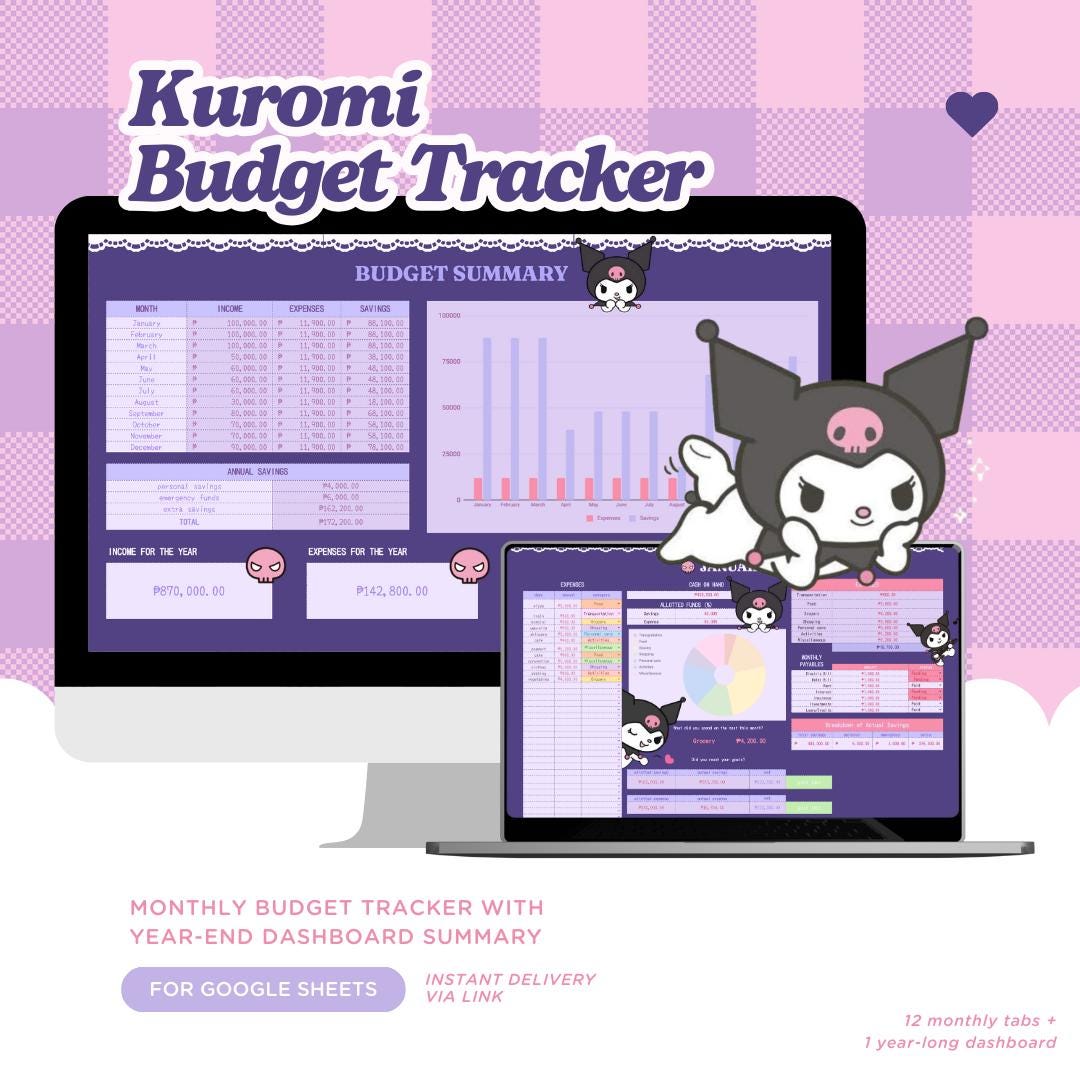 KURO: Cute Expense & Budget Financial Tracker for Google Sheets - Etsy