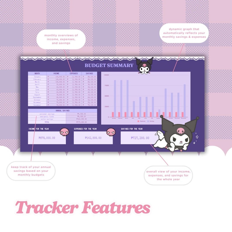 KURO: Cute Expense & Budget Financial Tracker for Google Sheets - Etsy