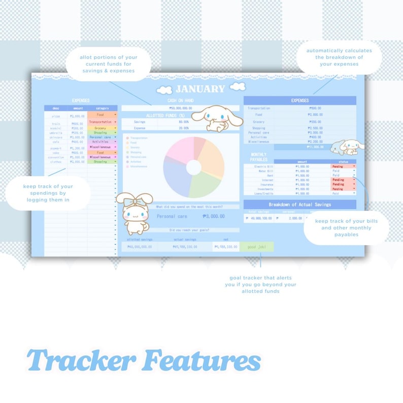 CINNA: Cute Expense & Budget Financial Tracker for Google Sheets - Etsy