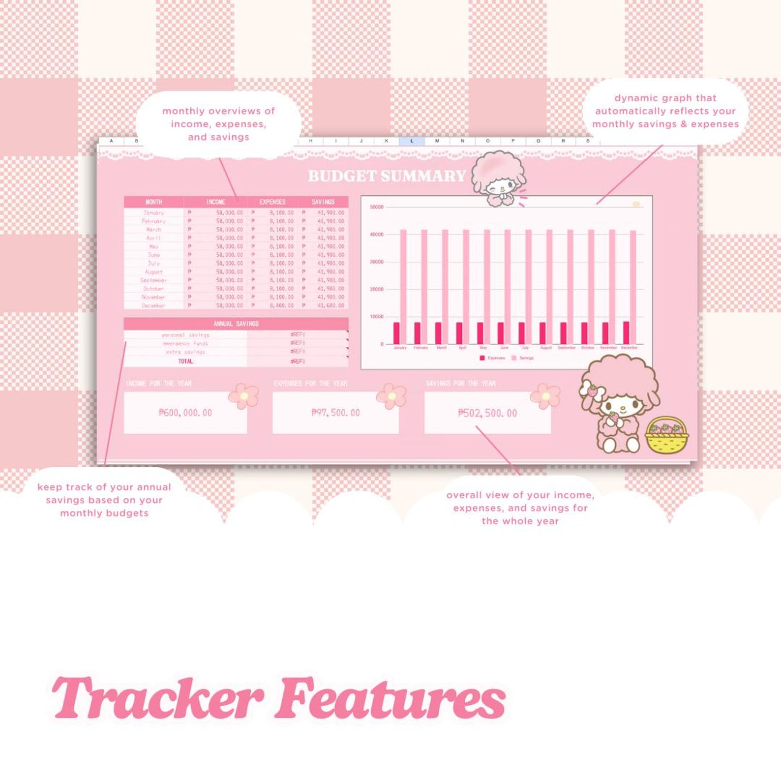 PIANO: Cute Expense & Budget Financial Tracker for Google Sheets - Etsy