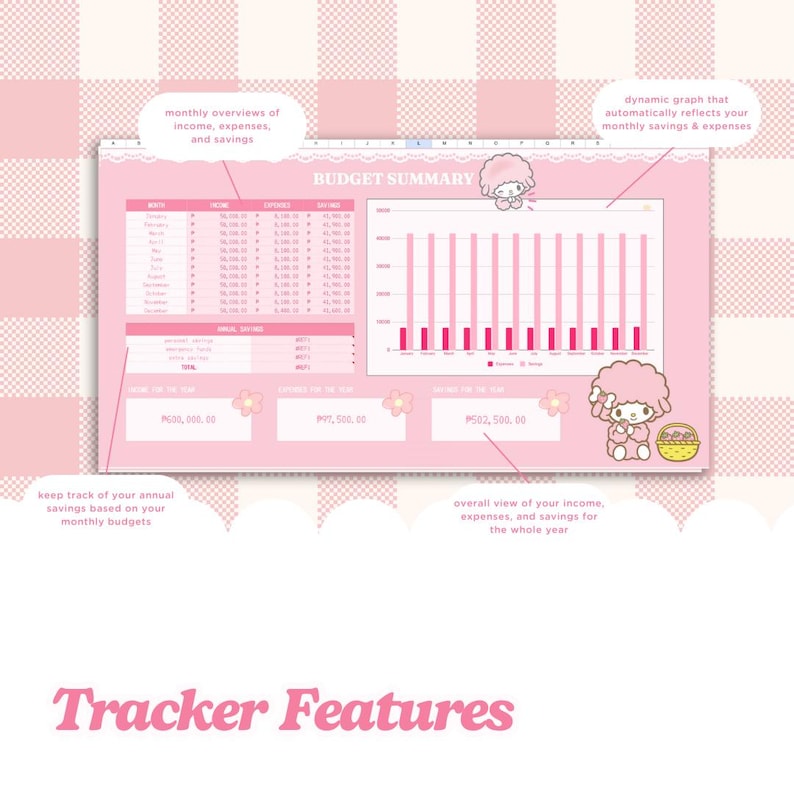 PIANO: Cute Expense & Budget Financial Tracker for Google Sheets - Etsy