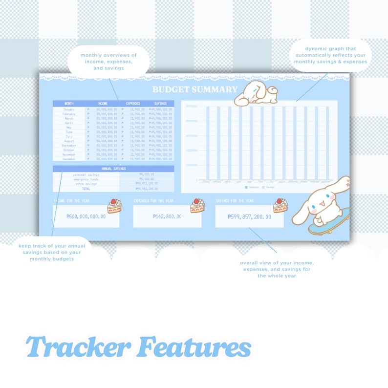 CINNA: Cute Expense & Budget Financial Tracker for Google Sheets - Etsy