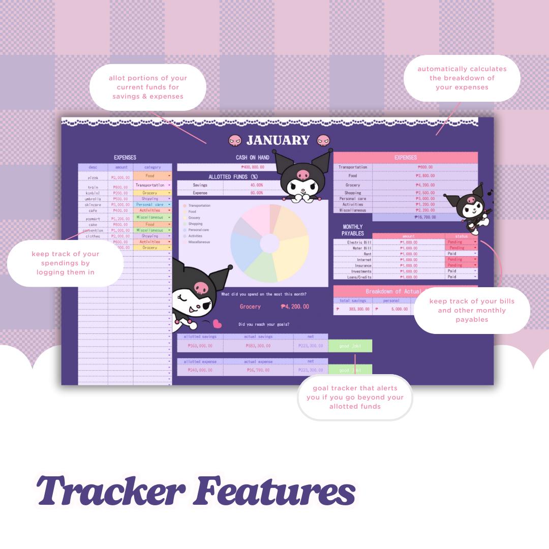KURO: Cute Expense & Budget Financial Tracker for Google Sheets - Etsy
