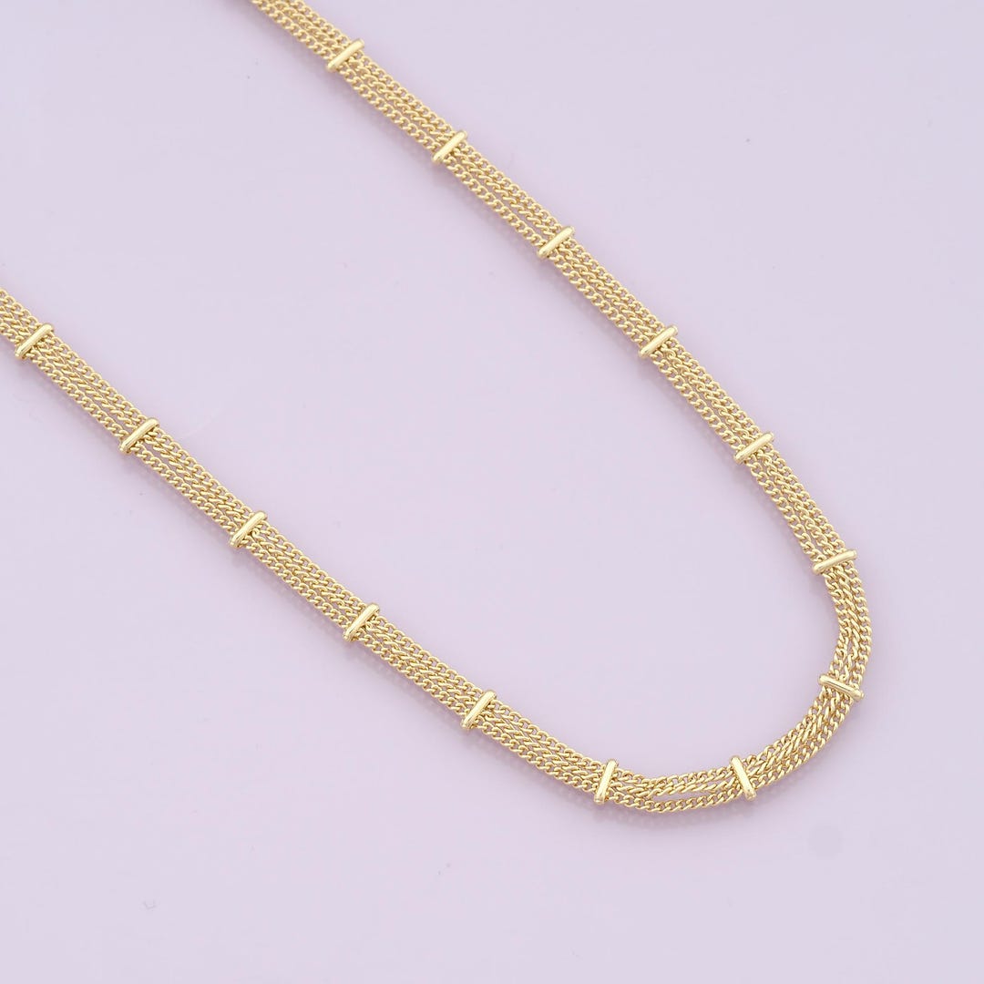 18K Gold Filled Layered Chain Necklace,thin Link Chain Necklacefor for ...