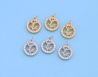 18K Gold Filled Angel Pendant,cz Micro Pave Angel Charm Earrings ...