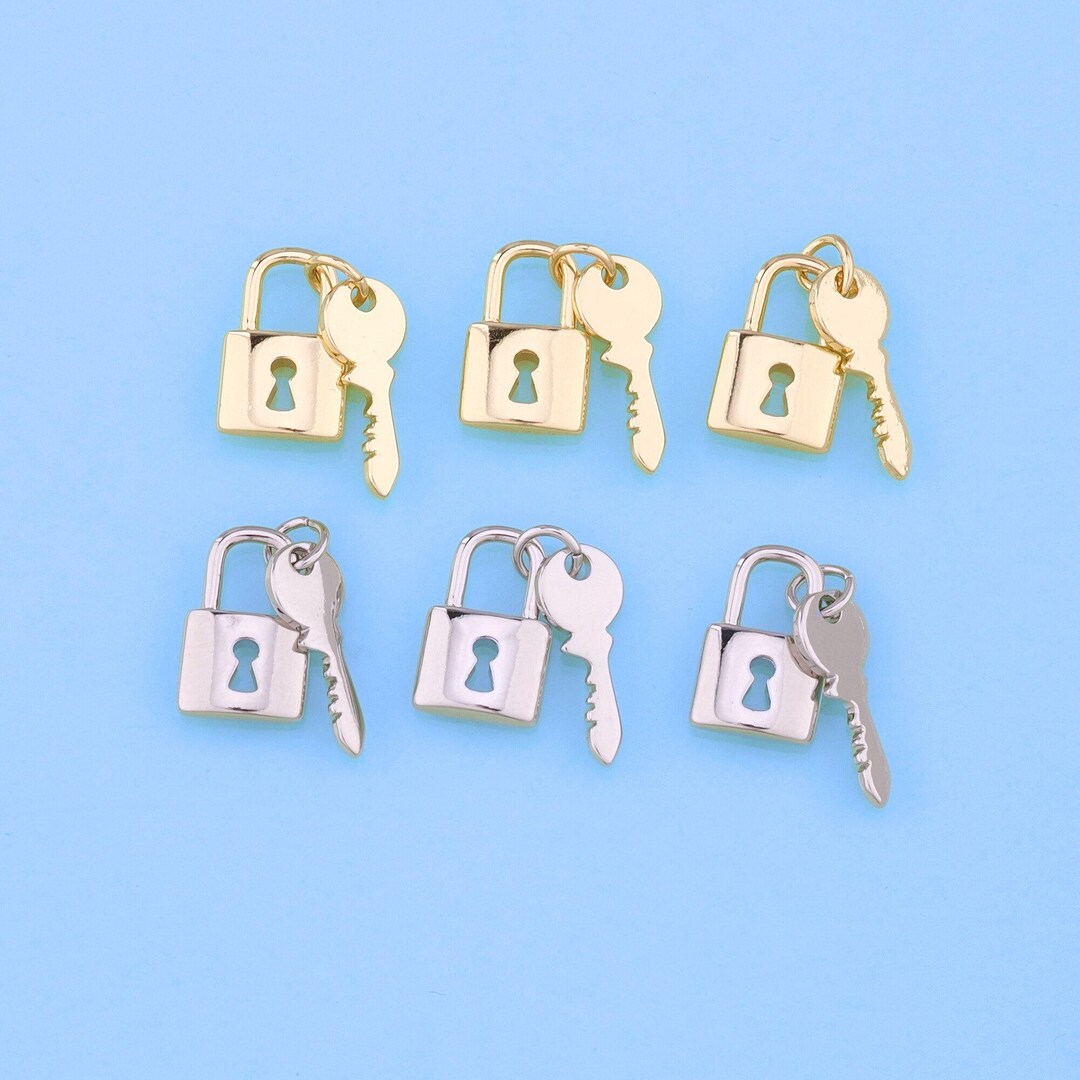 18K Gold Filled Key Lock Pendant,key Lock Charm Bracelet Necklace for ...