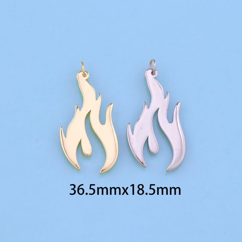 18K Gold Filled Flame Pendant,dainty Fire Element Charm Bracelet ...