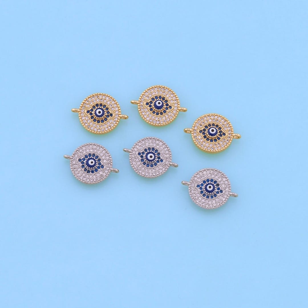 18K Gold Filled Enamel Evil Eye Connector: DIY Jewelry Supply - Etsy UK