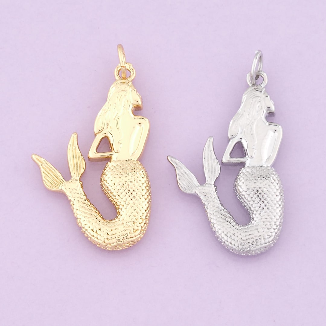 18K Gold Filled Mermaid Pendant, DIY Jewelry Making Supply - Etsy