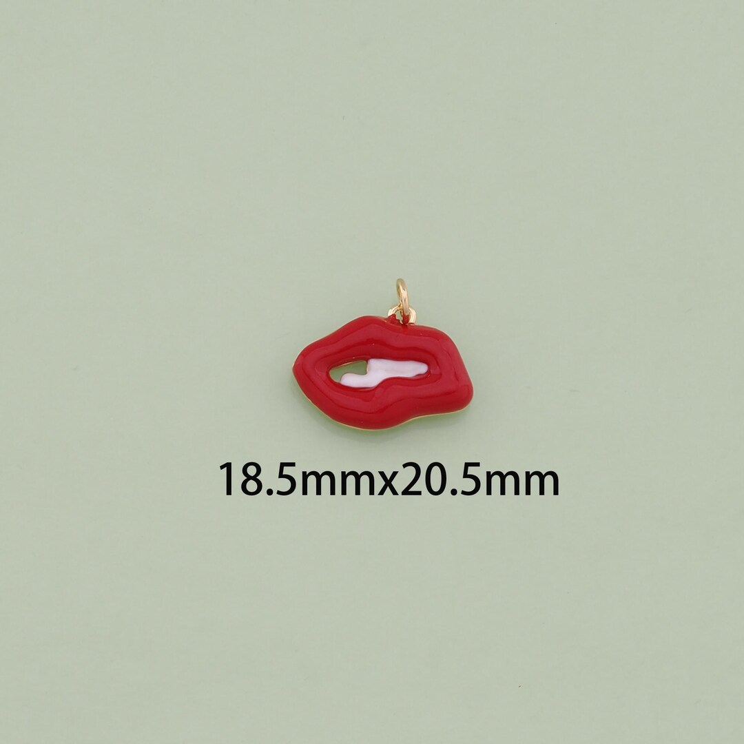 18K Gold Filled Enamel Lips Pendant, DIY Jewelry Making - Etsy