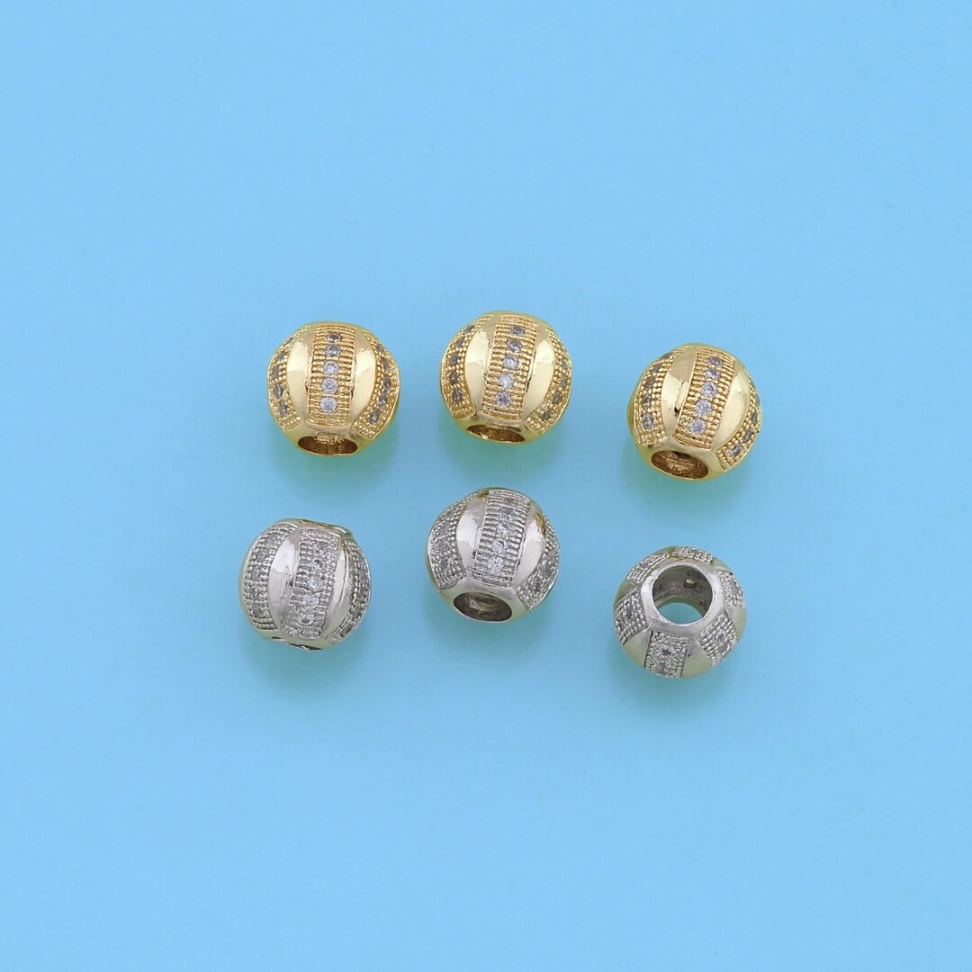 18K Gold Filled Round Pave Bead, DIY Jewelry Supply - Etsy