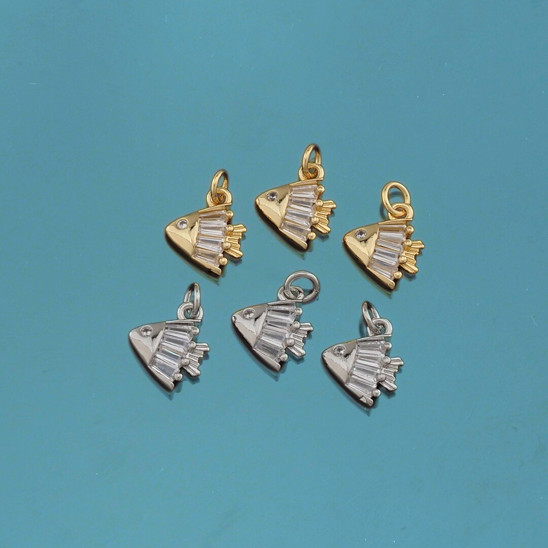 18K Gold Filled Fish Pendant,cute Fish Charm Bracelet Necklace for DIY ...