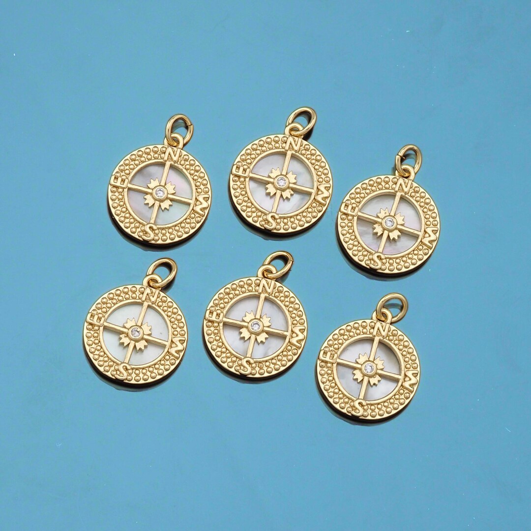 18K Gold Filled Shell Compass Pendant, DIY Jewelry Making - Etsy