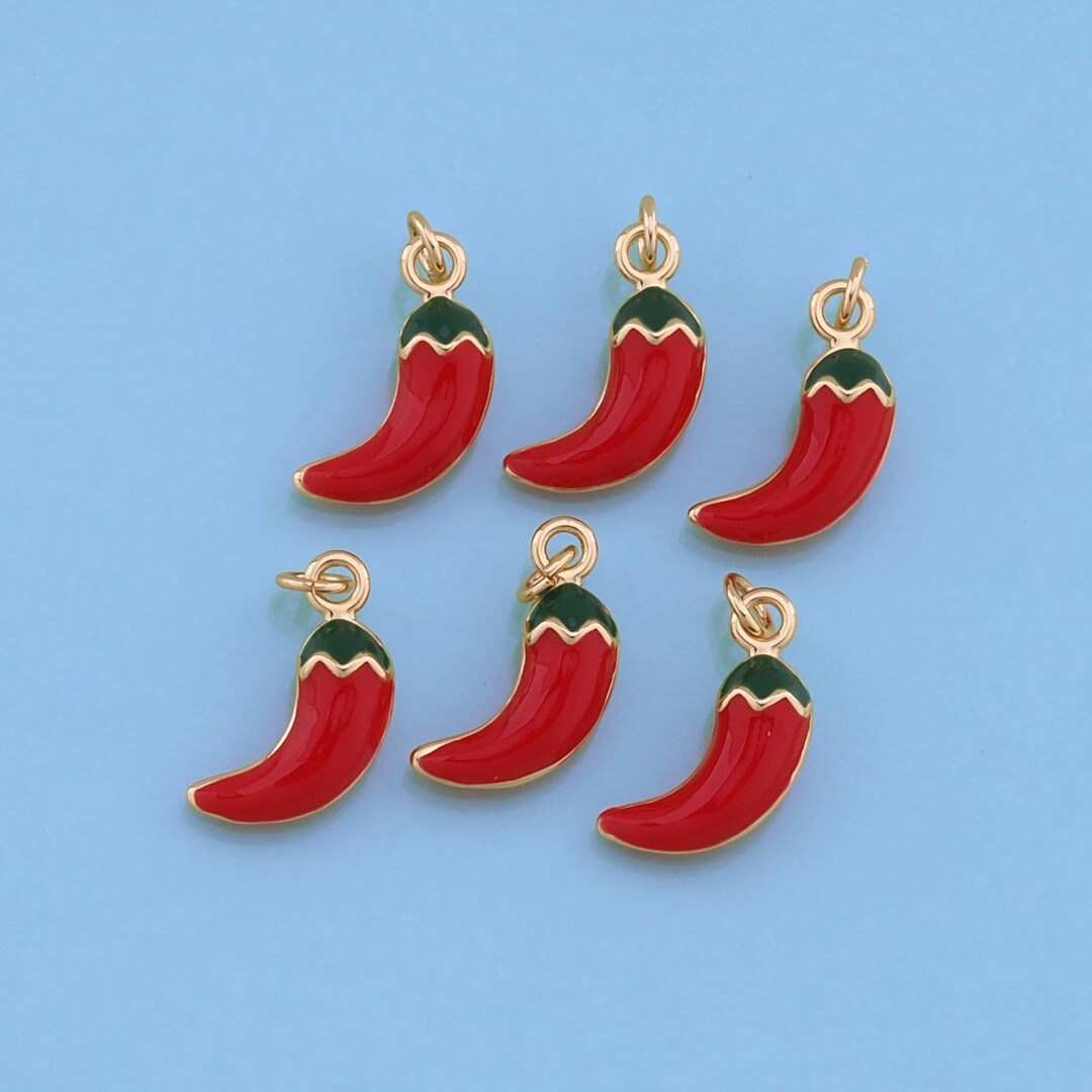 18K Gold Filled Enamel Chili Pendant, DIY Jewelry Making - Etsy