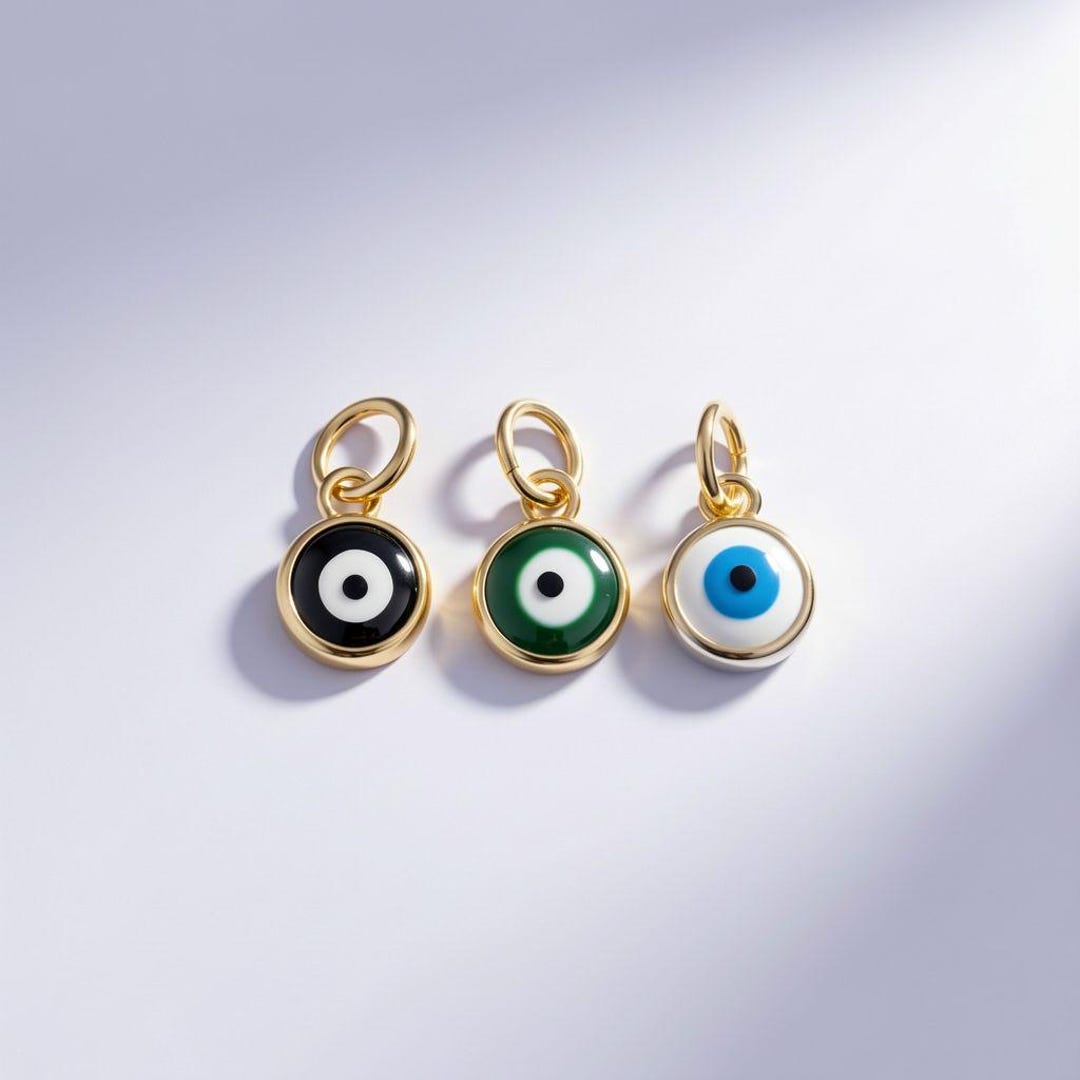 18K Gold Filled Tiny Evil Eye Pendant,enamel Evil Eye Charm Bracelet ...