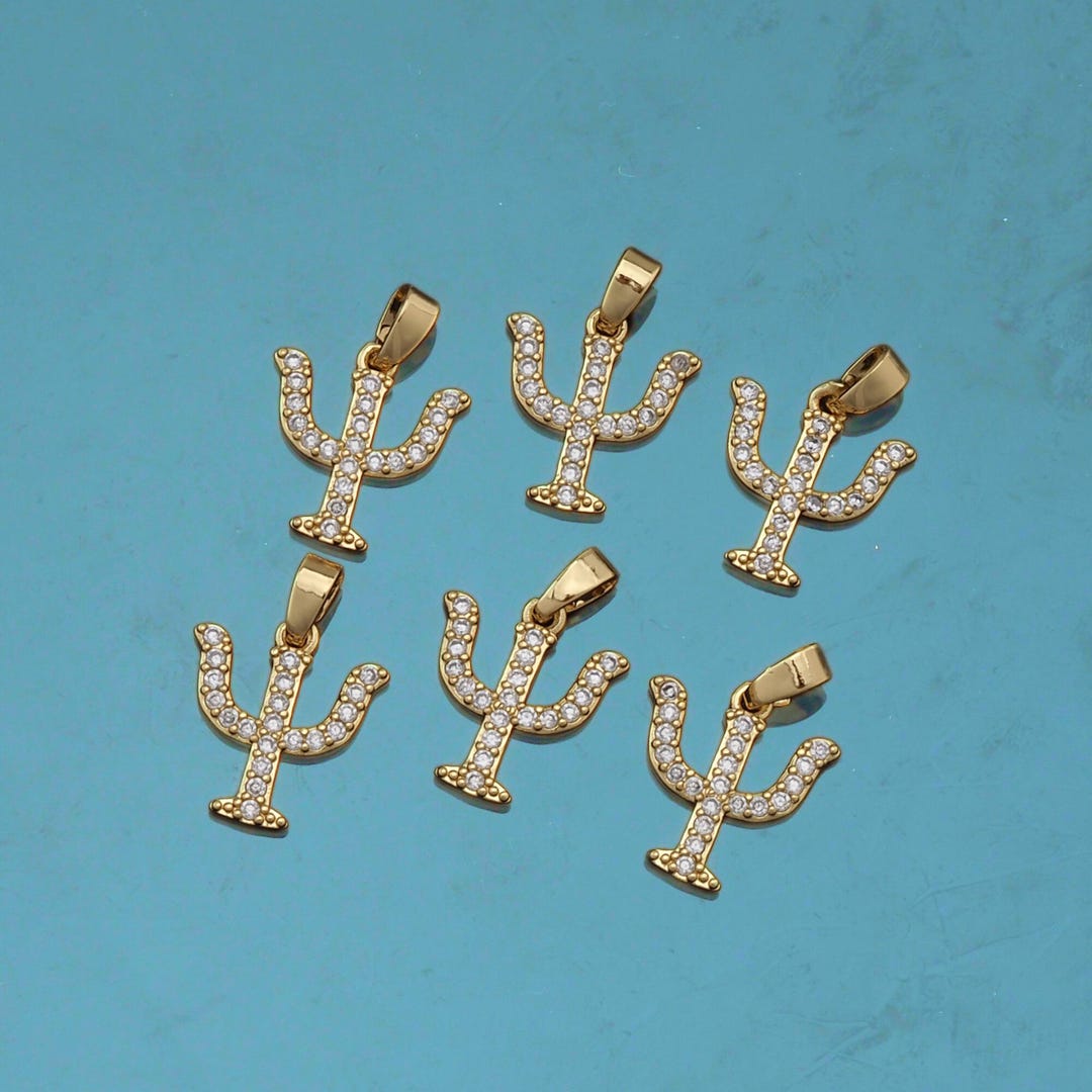 18K Gold Filled Neptune Pendant,cz Micro Pave Neptune Symbol Charm ...