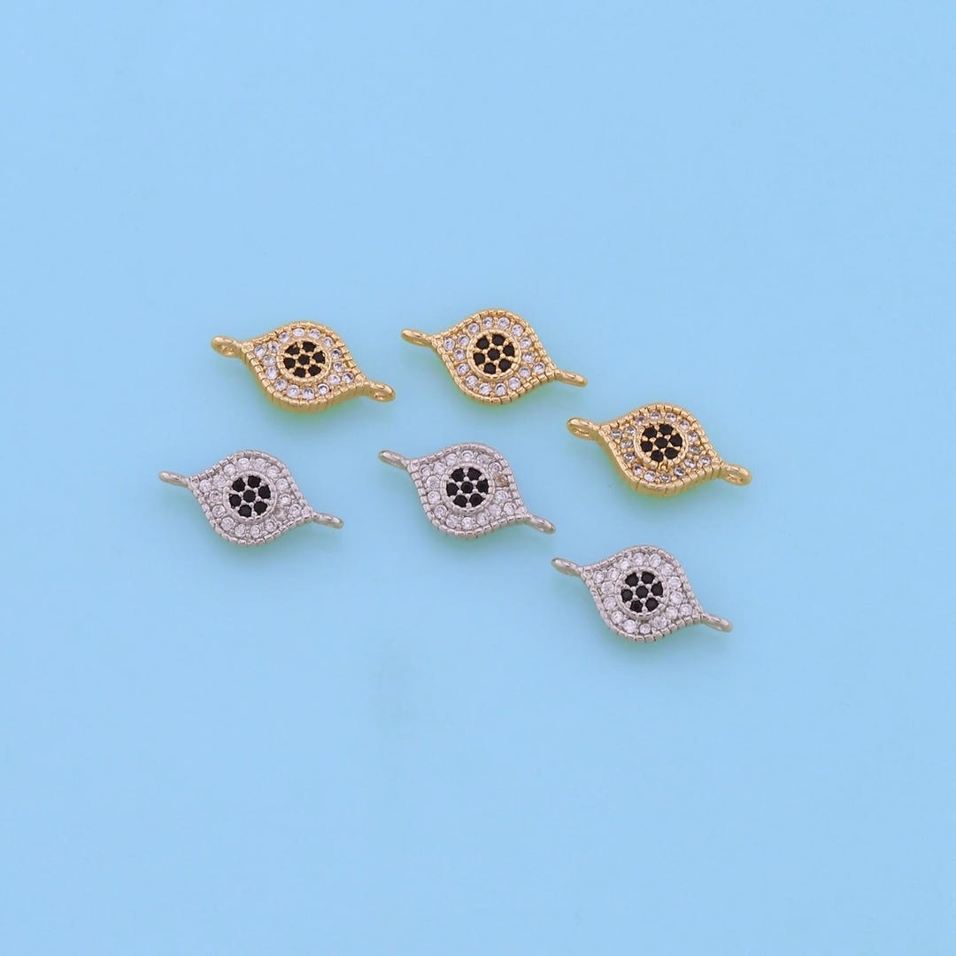 18K Gold Filled Evil Eye Charm Connector, CZ Micro Pave, DIY Jewelry - Etsy