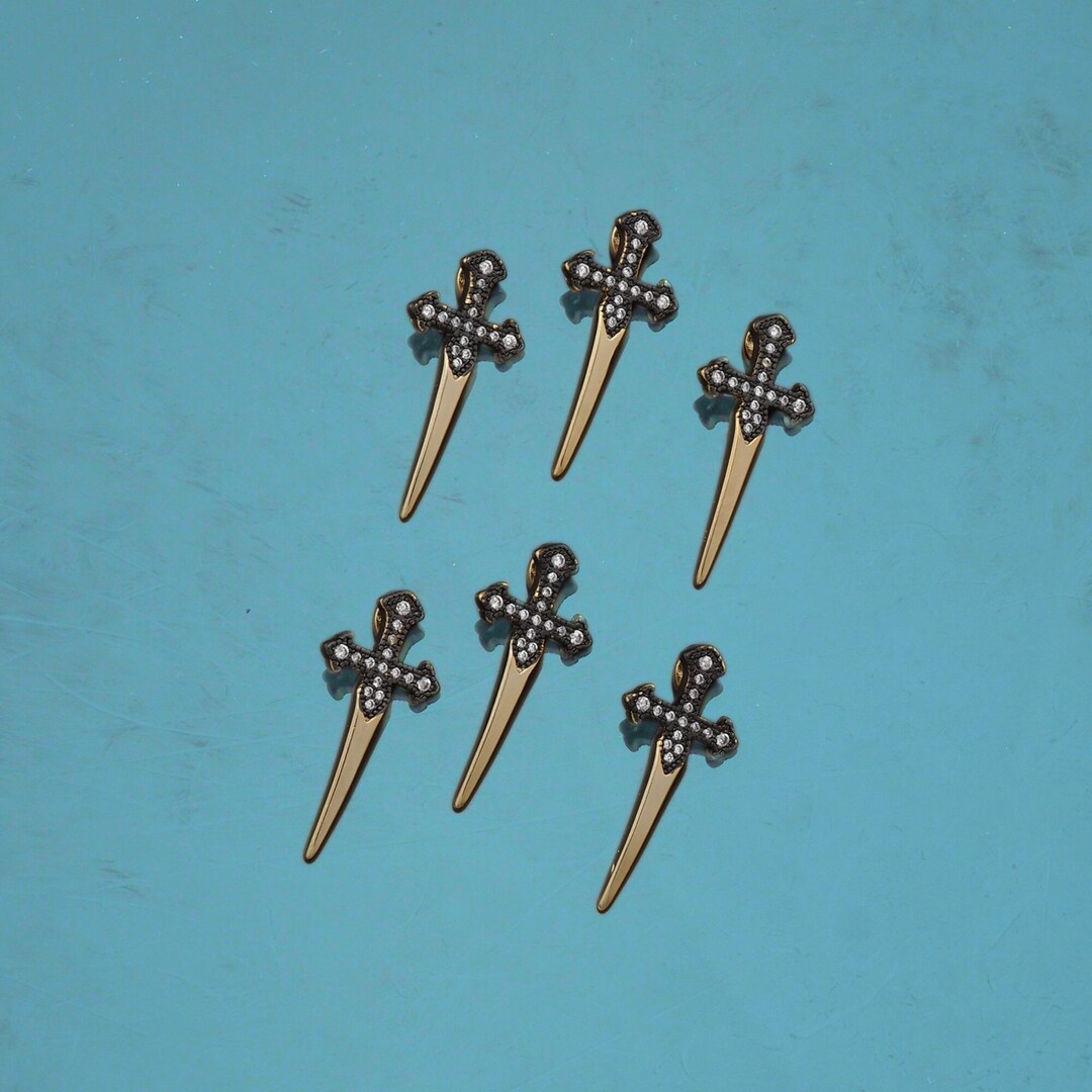 18K Gold Filled Cross Sword Pendant,cz Micro Pave Religion Charm ...
