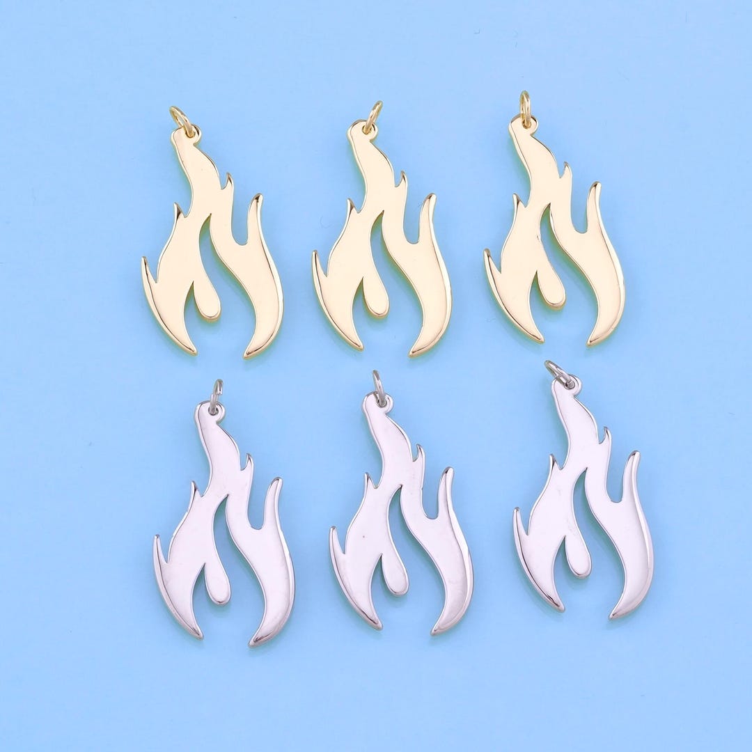 18K Gold Filled Flame Pendant,dainty Fire Element Charm Bracelet ...