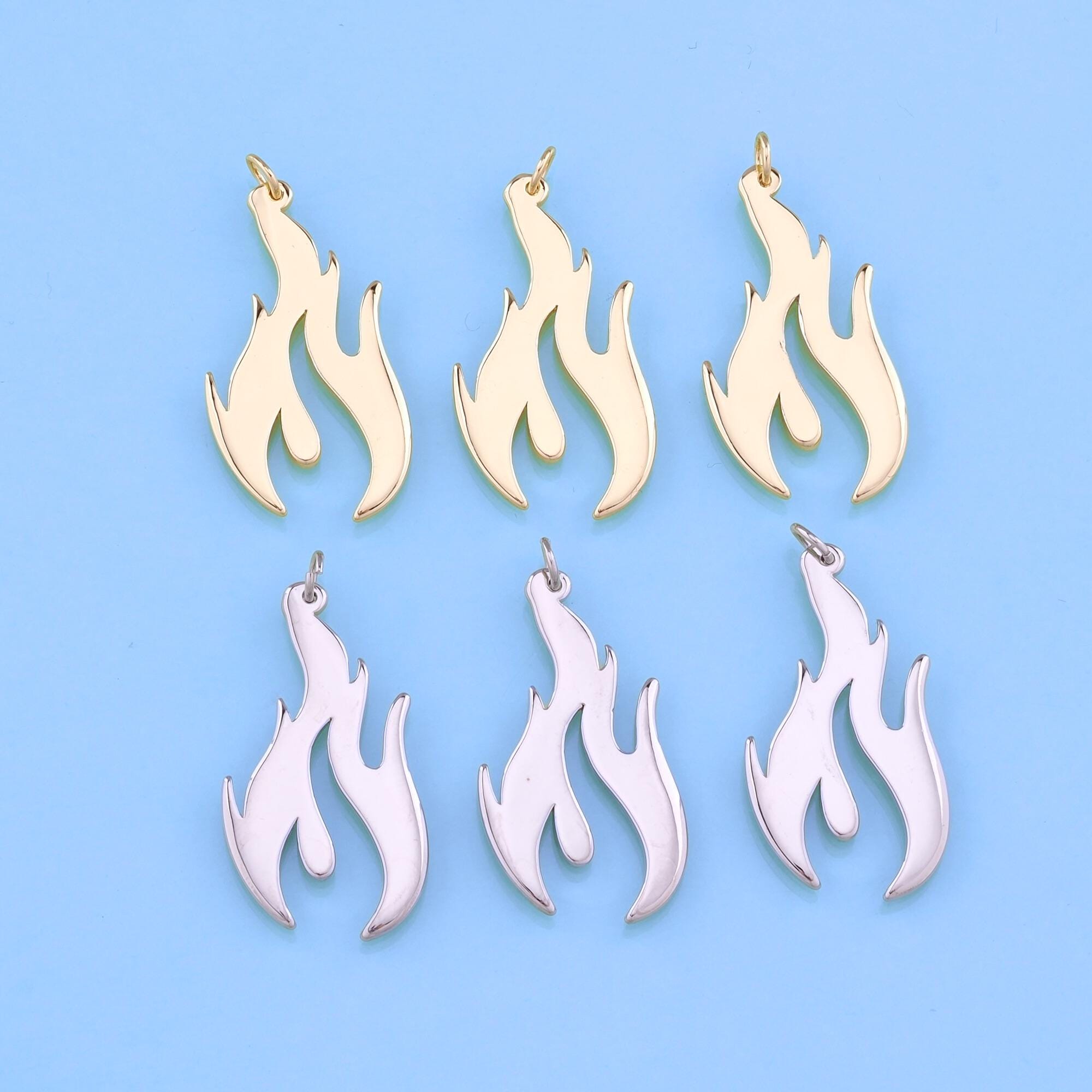 18K Gold Filled Flame Pendant,dainty Fire Element Charm Bracelet ...