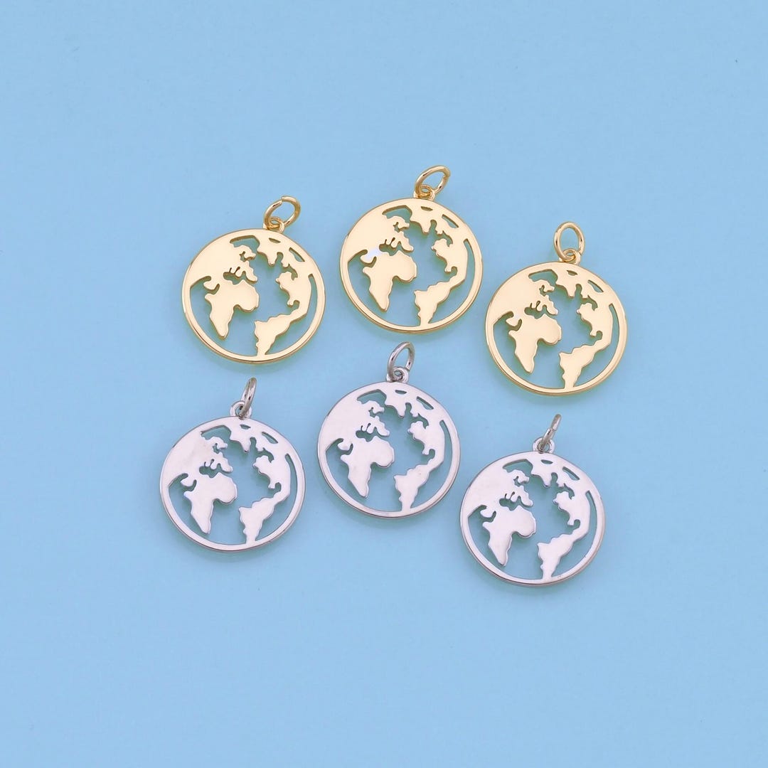 18K Gold Filled World Map Pendant,dainty Map Charm Bracelet Necklace ...