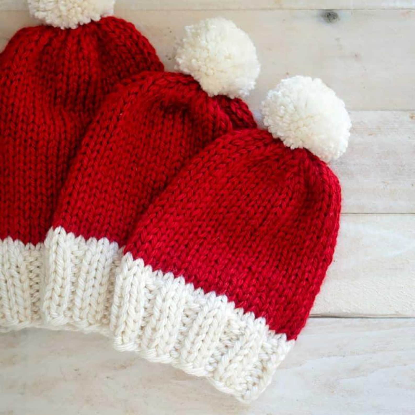 Family Santa Hats Knitting Pattern - Etsy