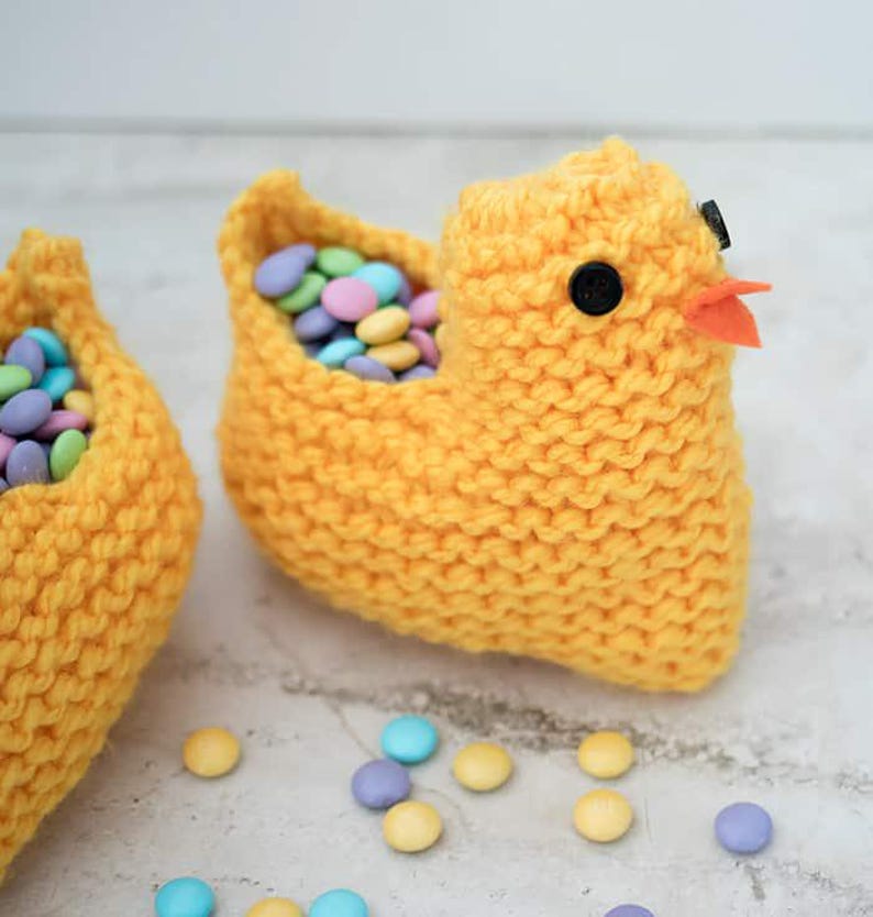 Easy Easter Chick Basket Knitting Pattern - Etsy