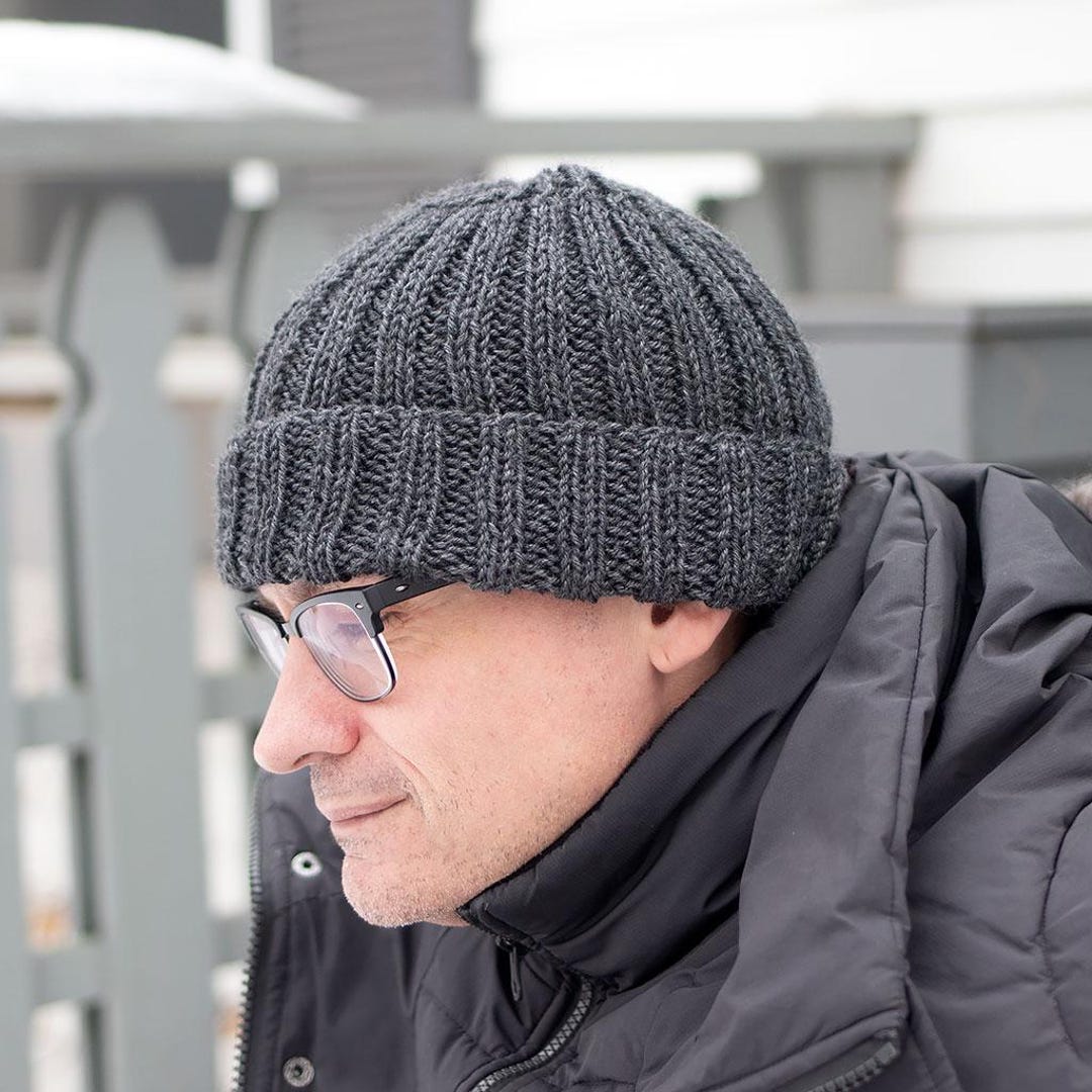 Beginner Mens Flat Knit Ribbed Hat Knitting Pattern - Etsy