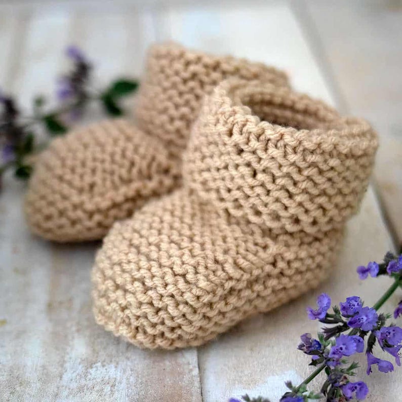 Basic Garter Stitch Baby Booties Knitting Pattern - Etsy