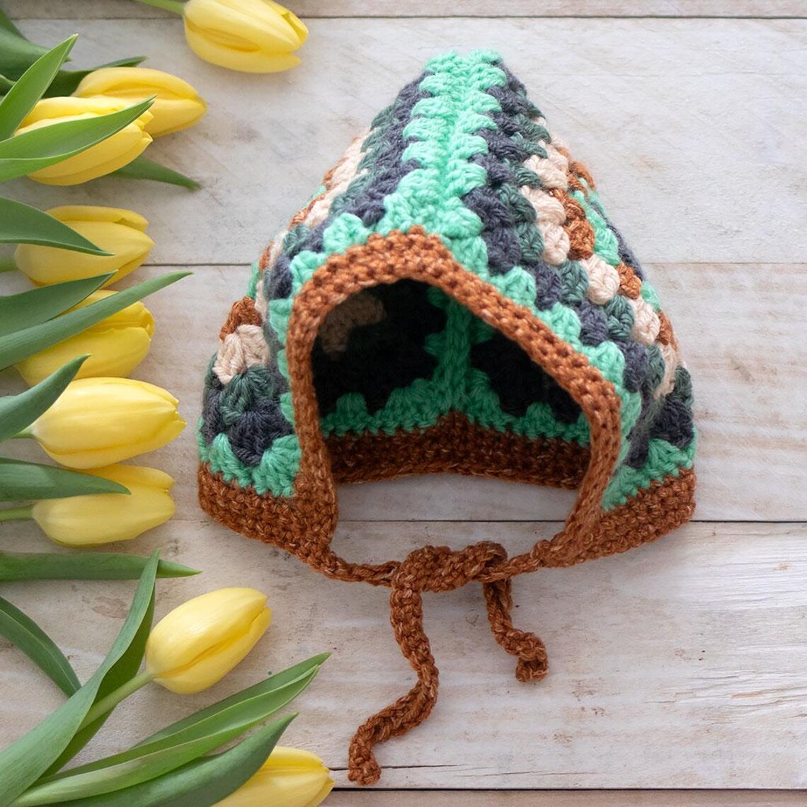 Granny Square Baby Bonnet Crochet Pattern – Sizes 6–24 Months – PDF ...