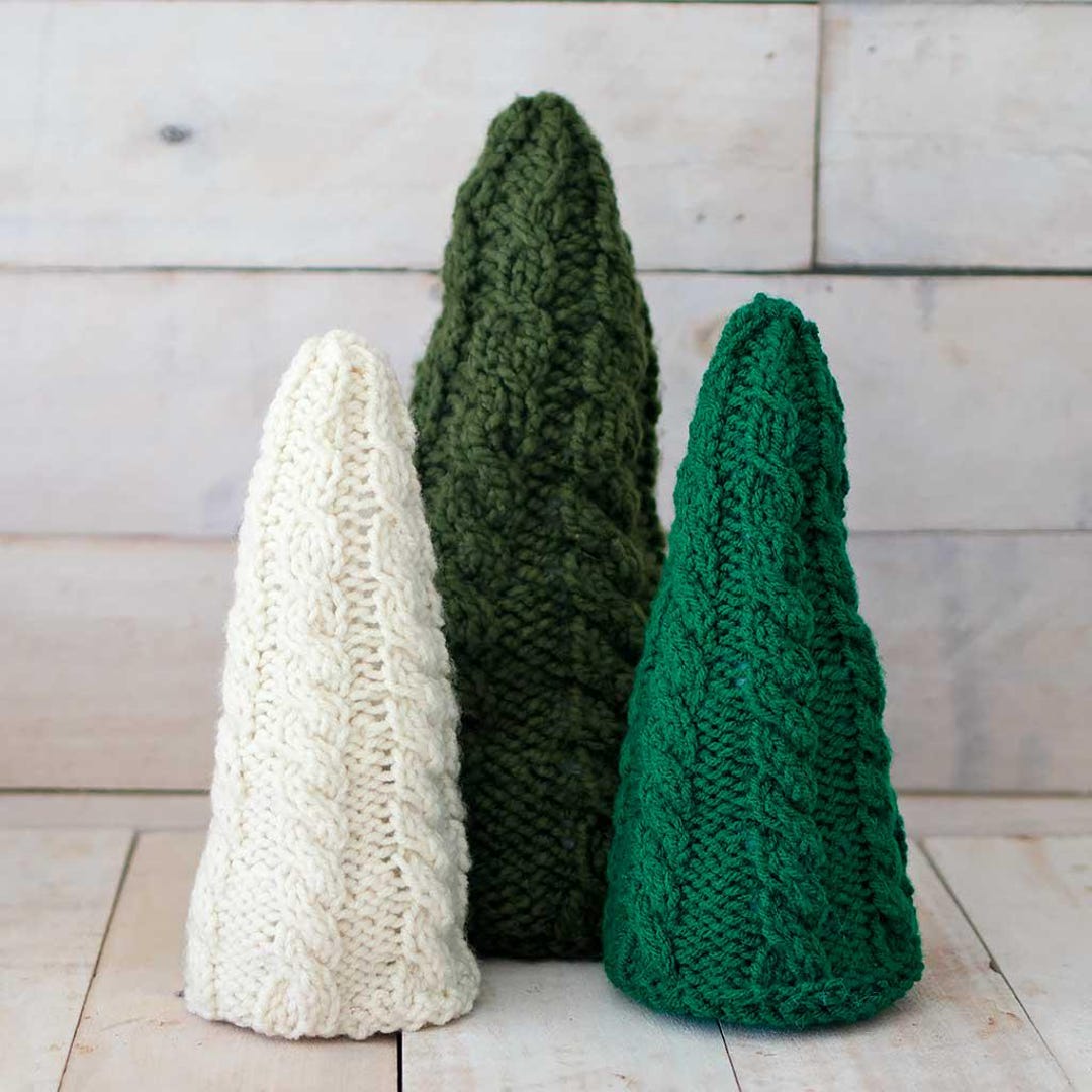 Flat Knit Cable Christmas Trees Knitting Pattern - Etsy