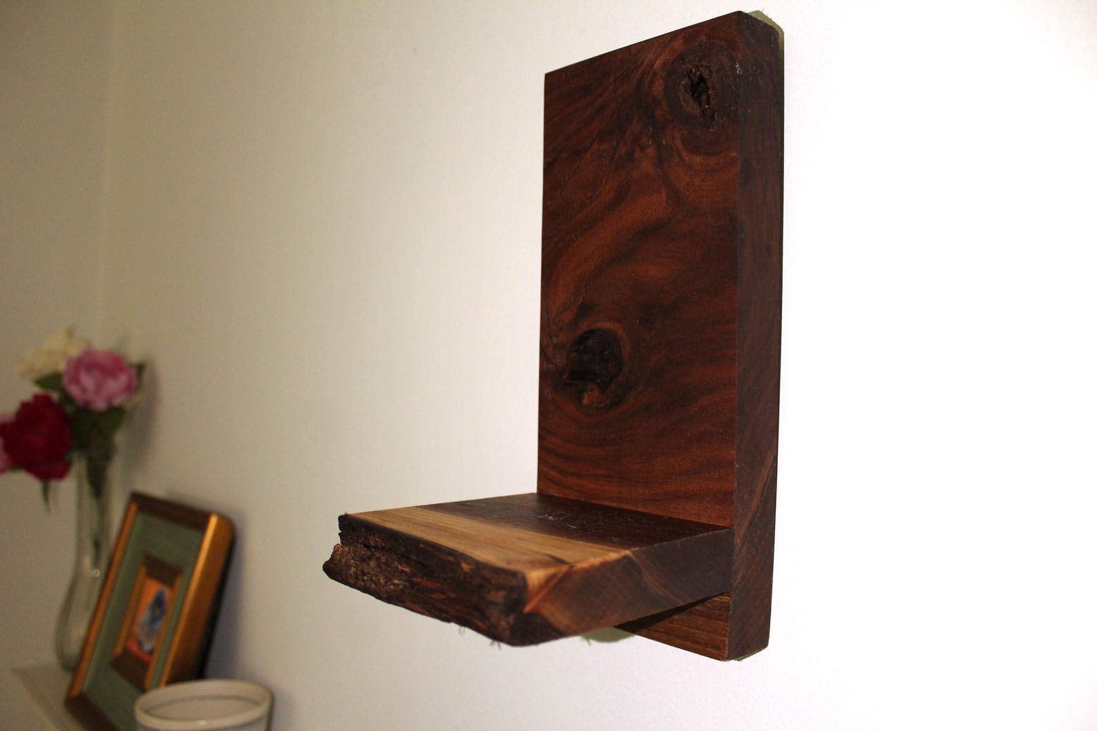 PAIR Walnut Live Edge Wall Sconce - Etsy