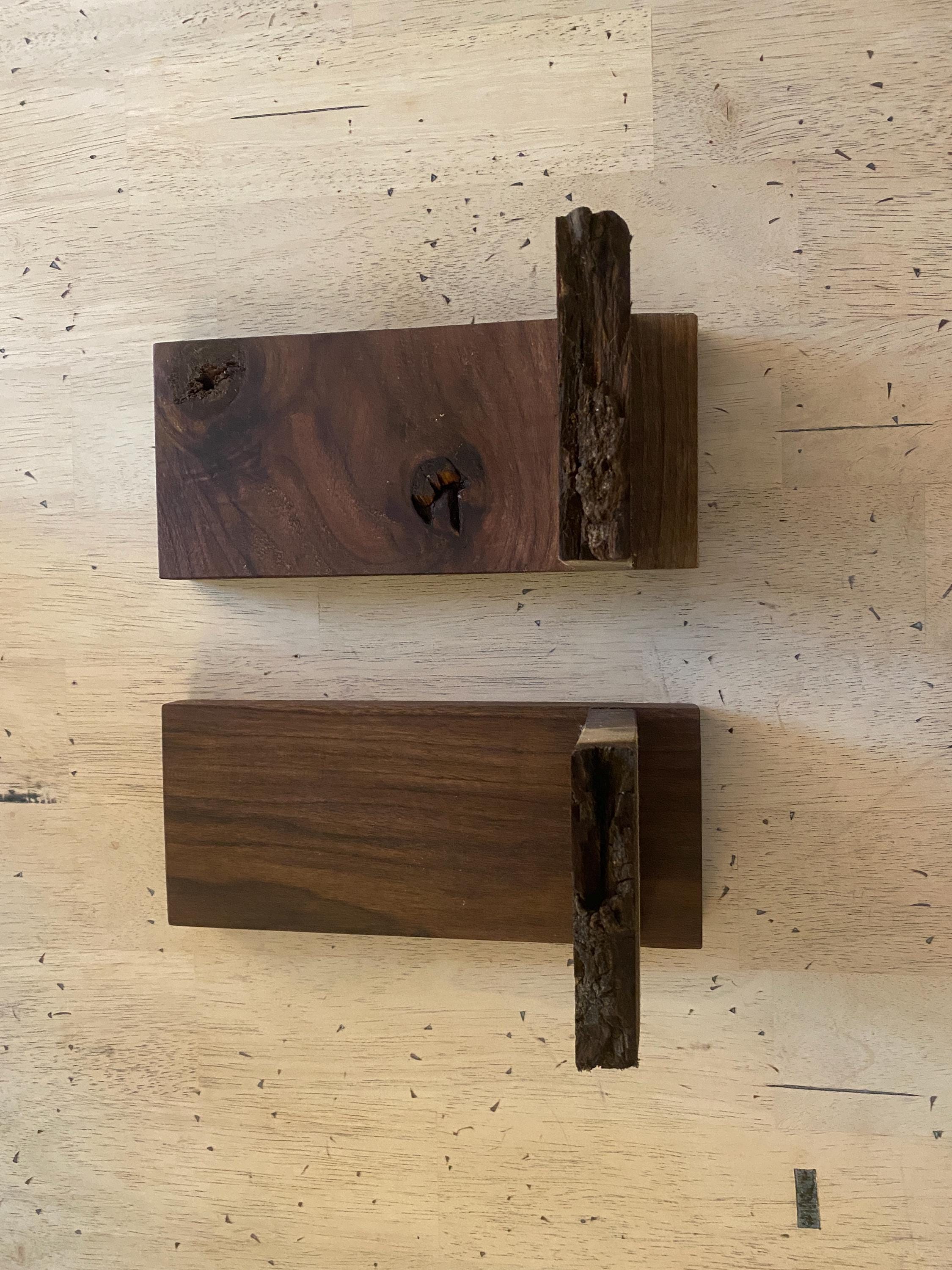 PAIR Walnut Live Edge Wall Sconce - Etsy