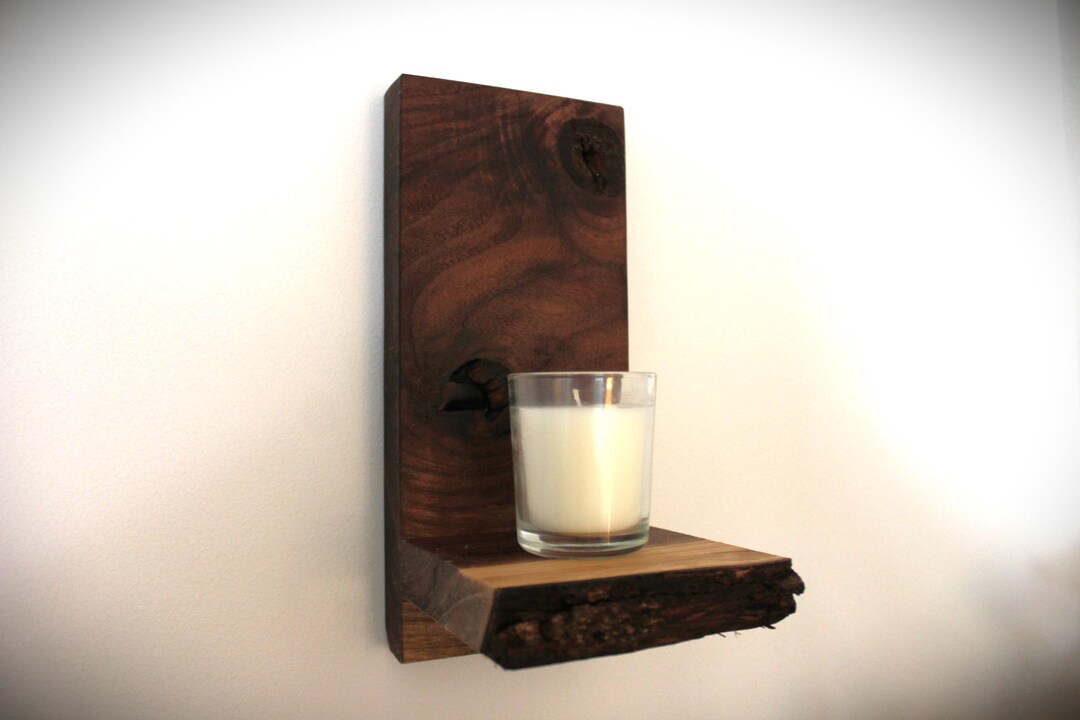 PAIR Walnut Live Edge Wall Sconce - Etsy