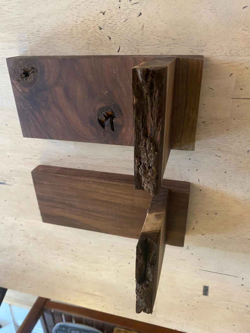 PAIR Walnut Live Edge Wall Sconce - Etsy