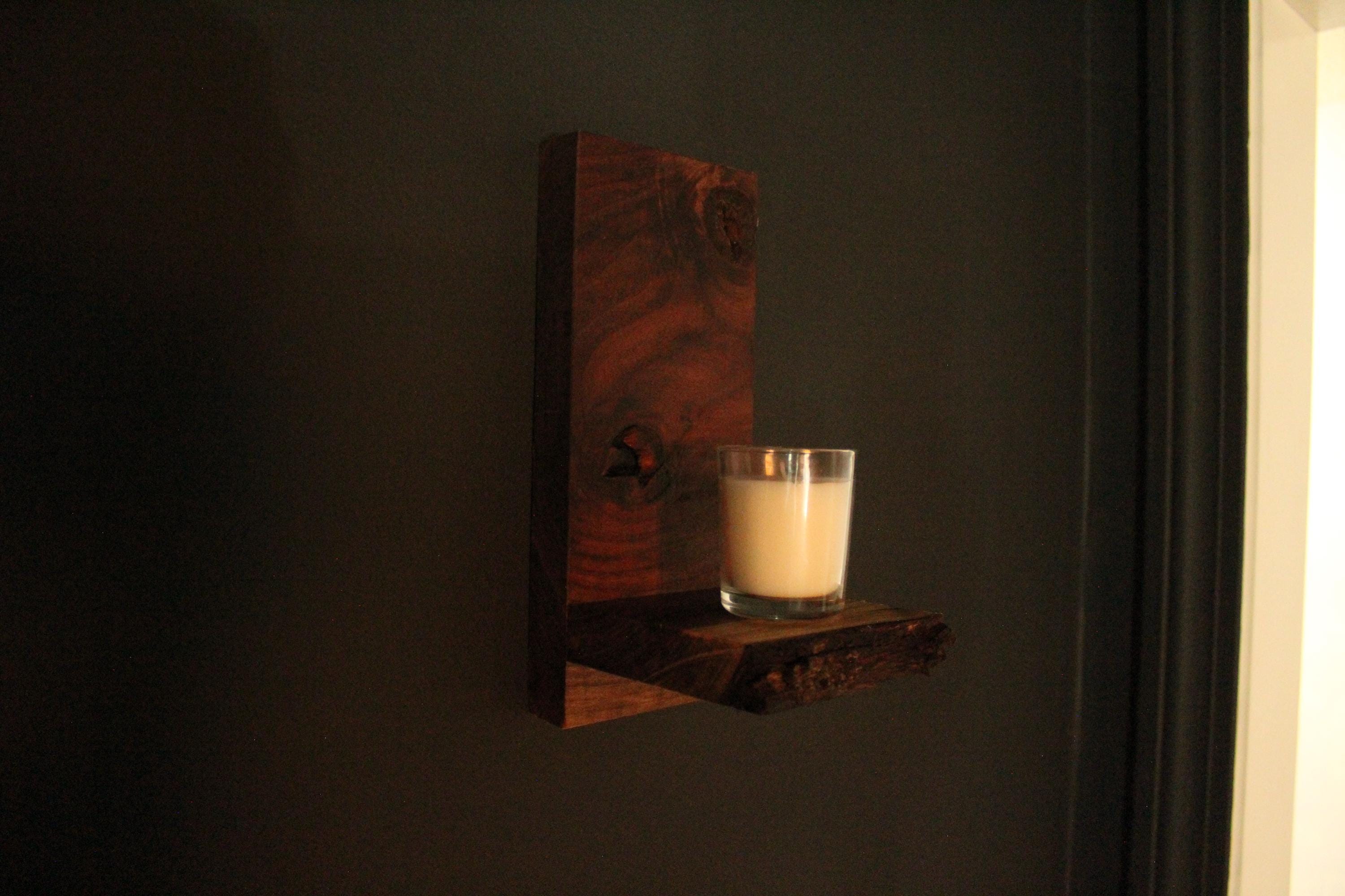 PAIR Walnut Live Edge Wall Sconce - Etsy