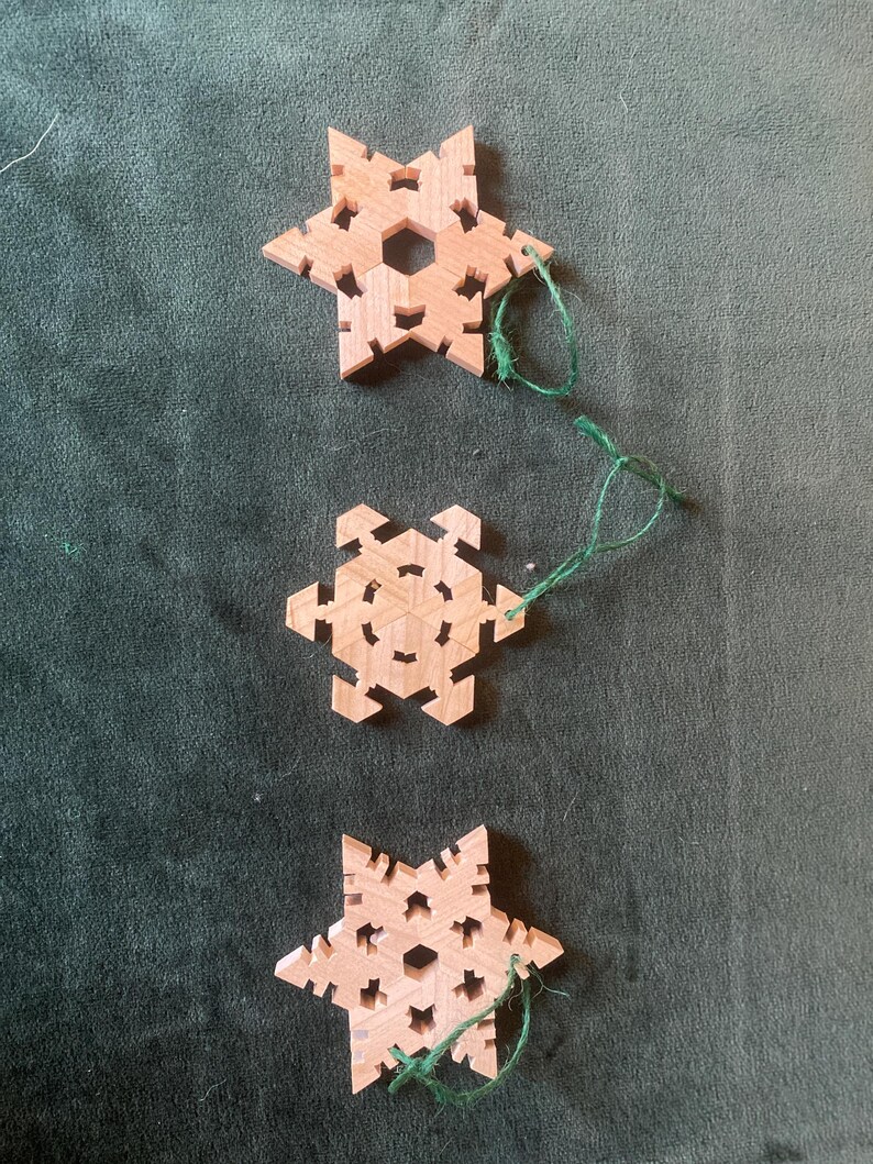 Handcrafted Wooden Snowflake Ornaments - Etsy