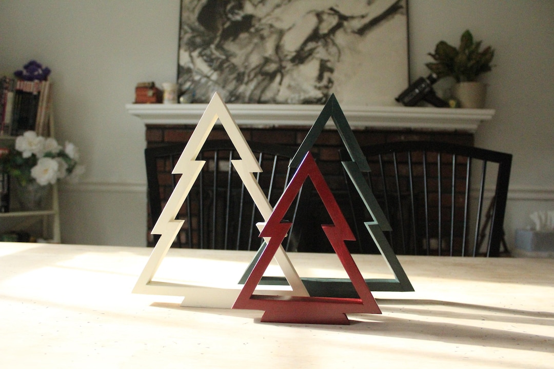 Painted Tabletop Christmas Tree Decoration - Etsy