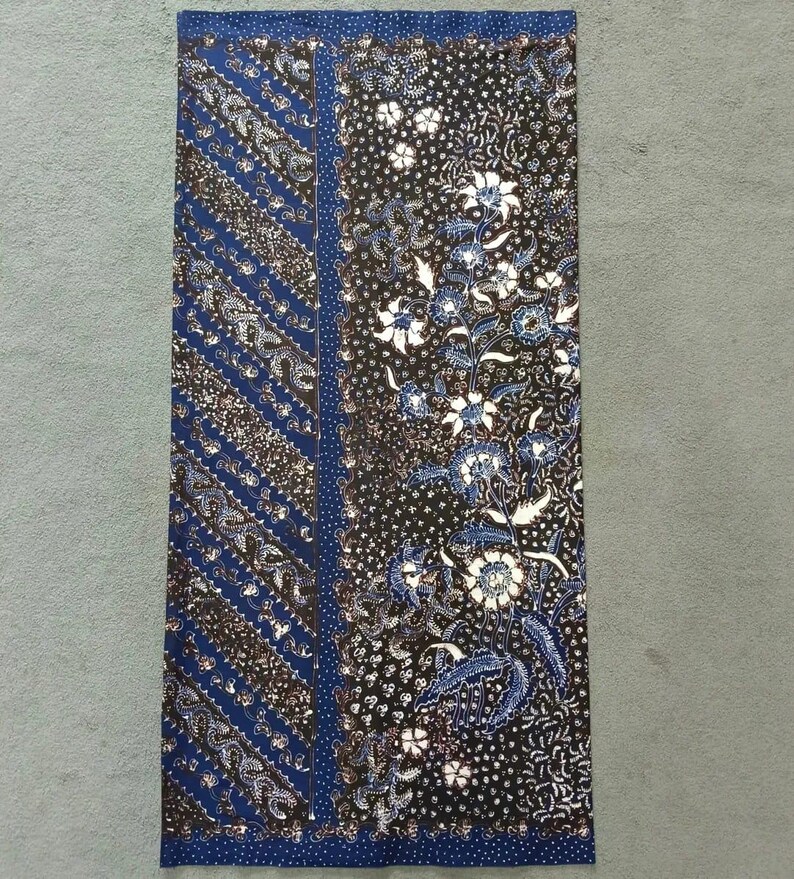 Lasem Blue Written Batik Sarong, Original Central Java Jumbo Sarong, Written Batik, Cotton ...