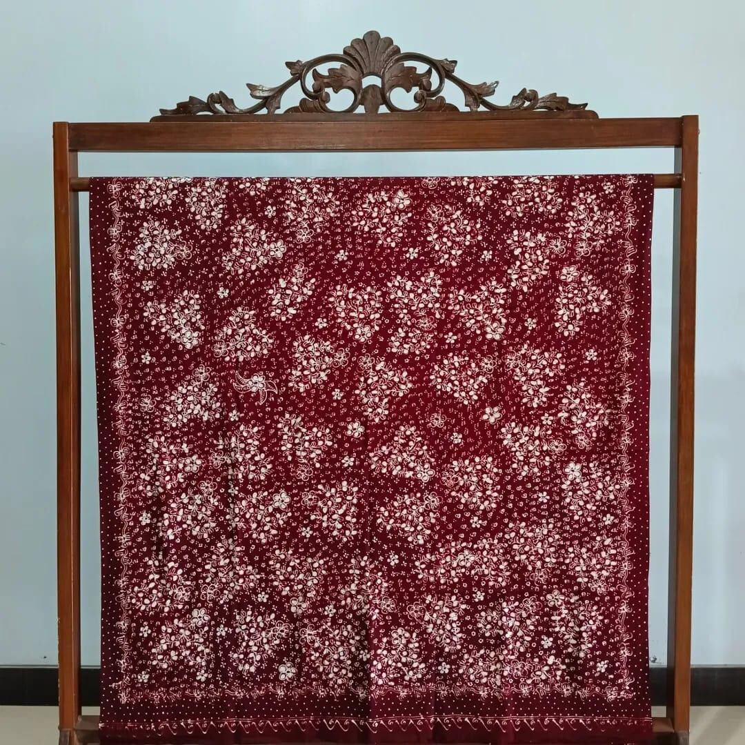 Hand-drawn Batik Tulis Cloth, Maroon Red Cotton - Etsy