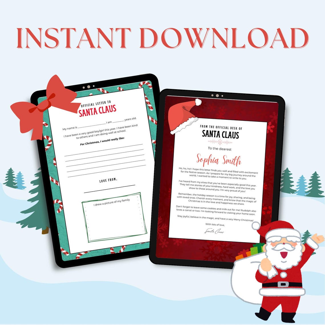 Christmas Letter From Santa & Nice List Certificate Bundle | Digital ...