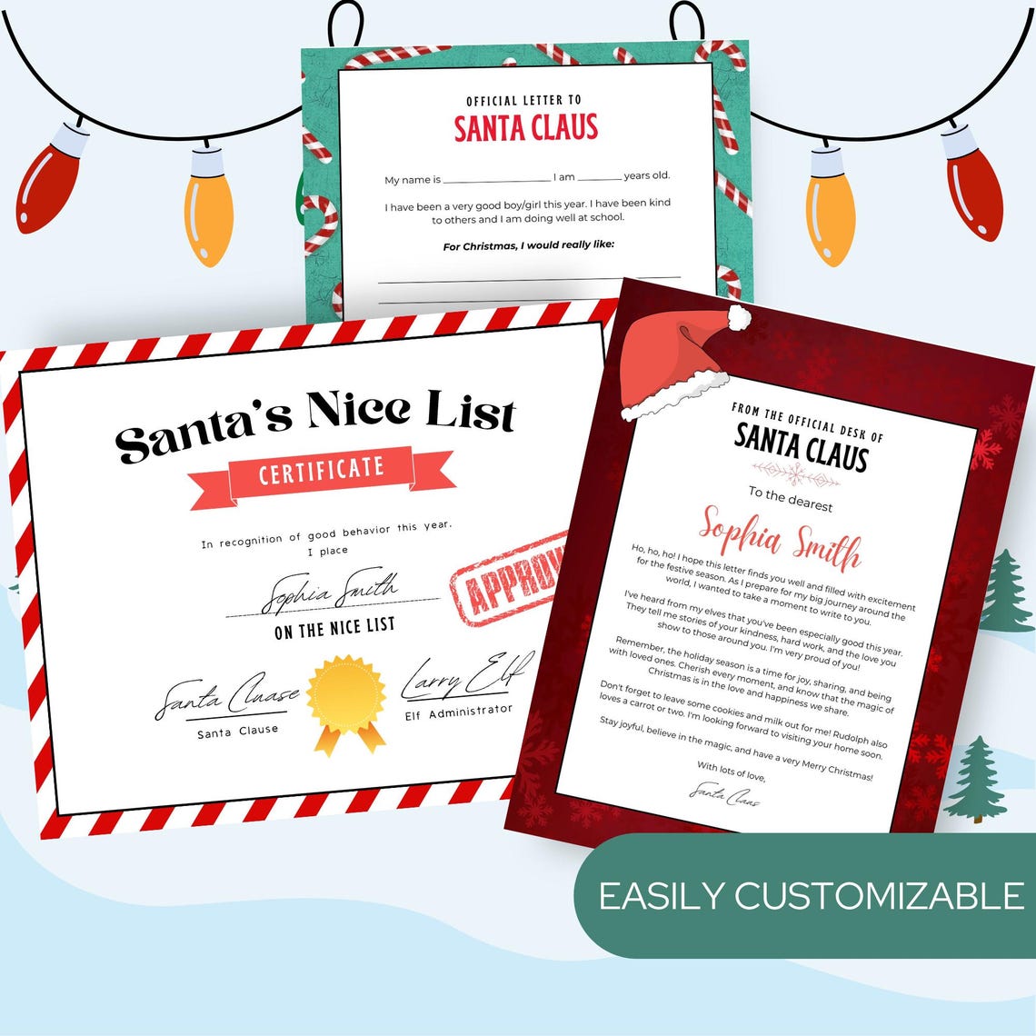 Christmas Letter From Santa & Nice List Certificate Bundle | Digital ...