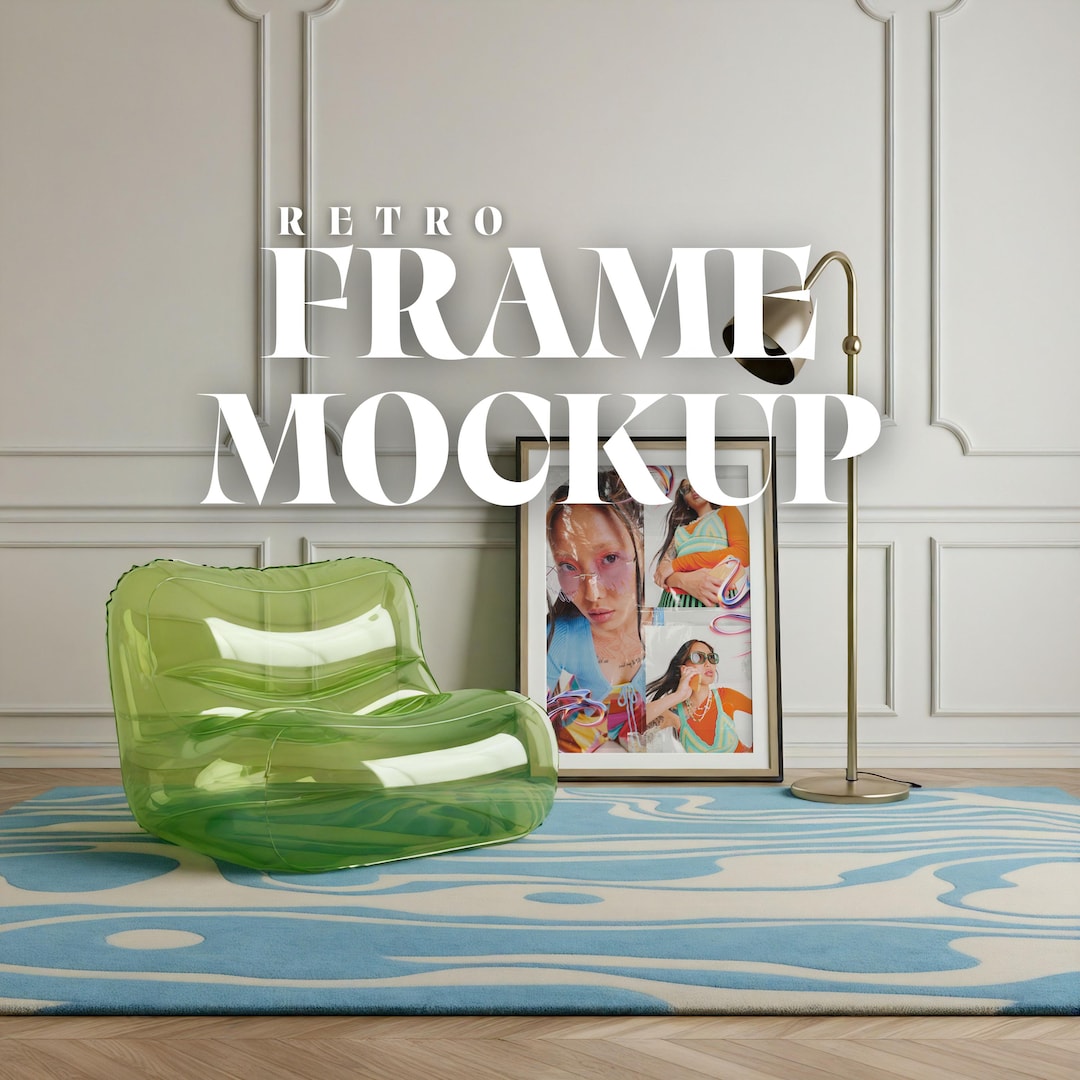 Retro Y2K Aesthetic Poster Frame Mockup | DIN A Mockup .JPEG | Premium ...