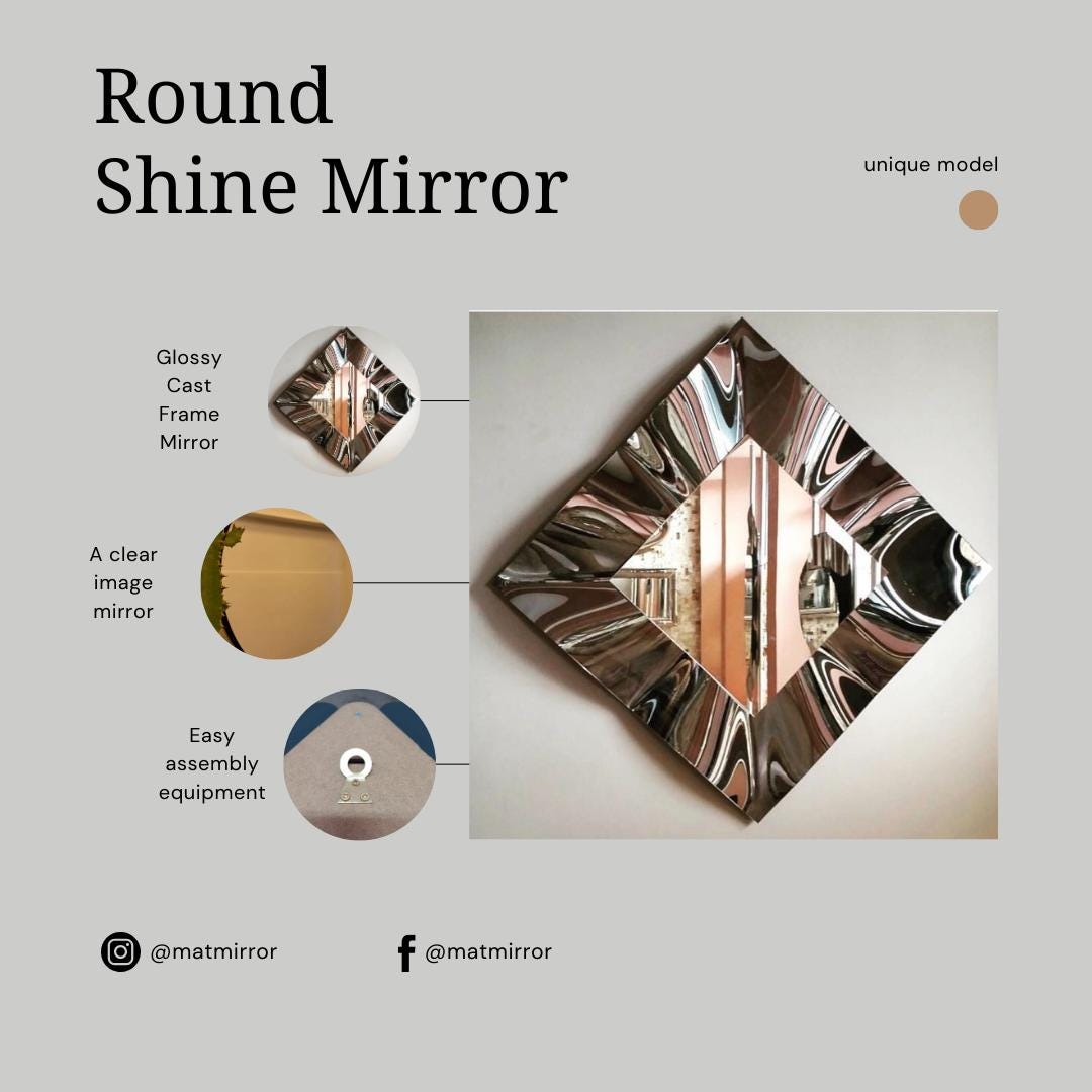 Shiny Mirror, Curved Mirror, Bathroom Mirror, Bedroom Mirror, Makeup ...