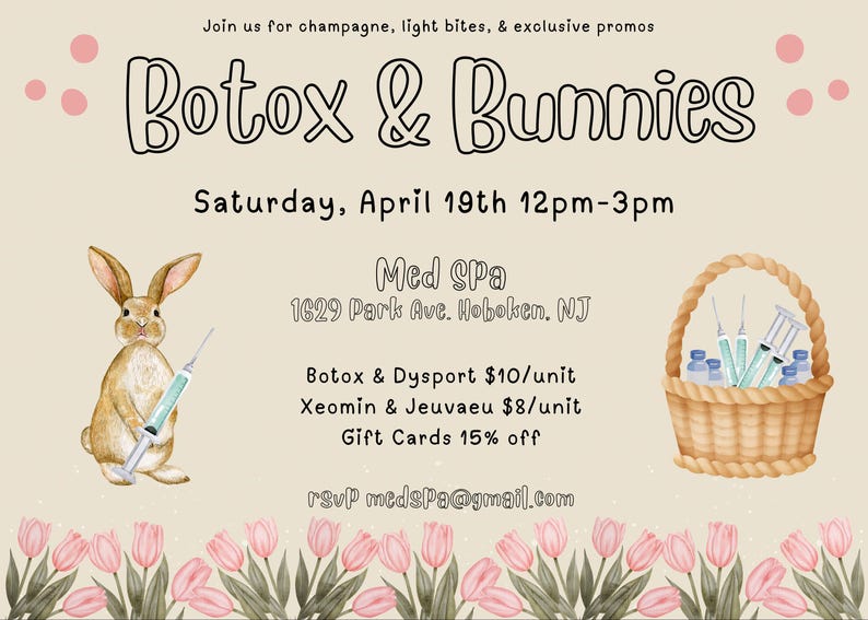 Botox & Bunnies Invitation Spring Easter Med Spa Party NP PA RN Plastic ...