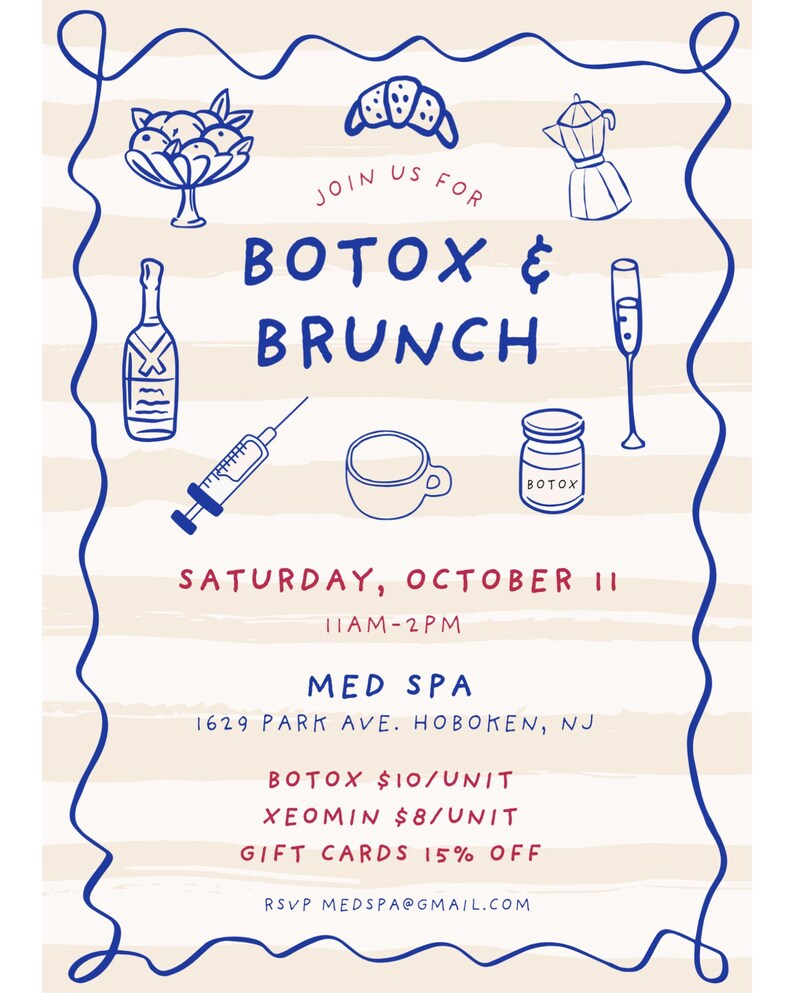 Brunch and Botox Party Invitation | Editable Template | Med Spa Digital ...