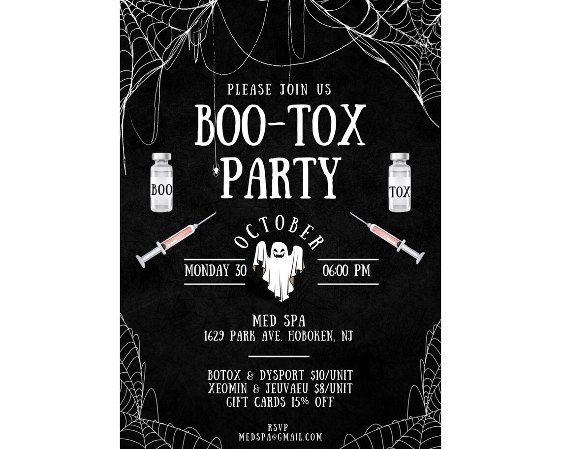 Halloween Boo-tox Party Invite | Editable Digital Template | Botox Med ...