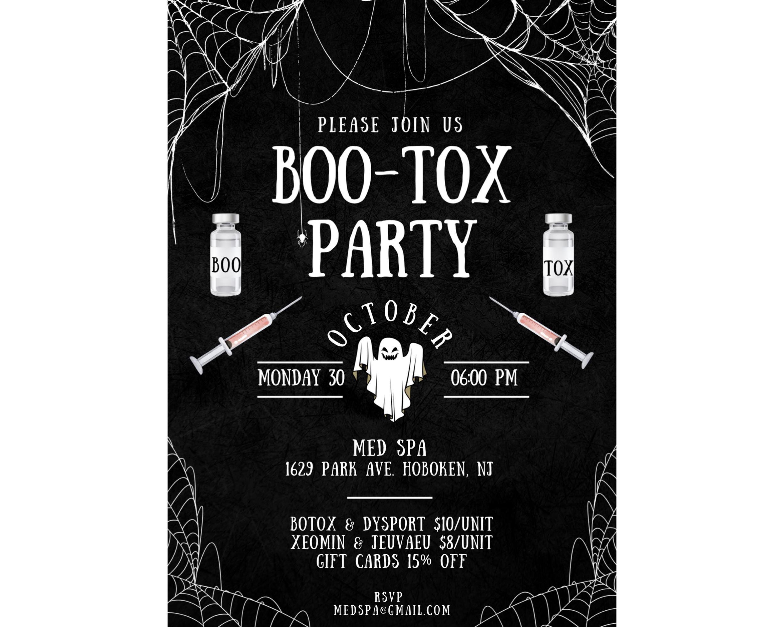 Halloween Boo-tox Party Invite | Editable Digital Template | Botox Med ...